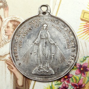 Saint Virgin Mary. Wisdom. Miraculous Large Medal. Antique Religious ...