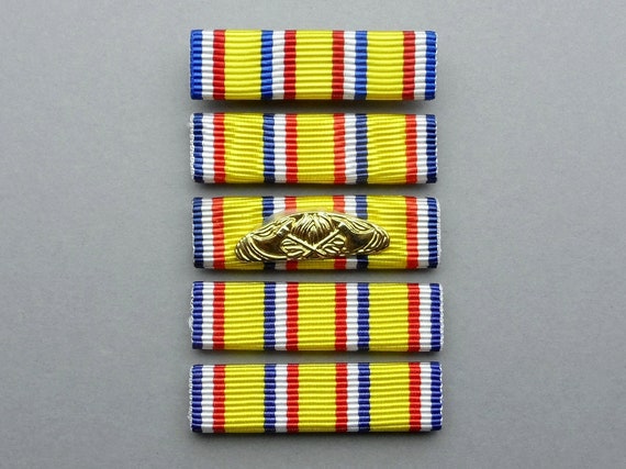 5 Ribbons Fireman, French Antique Medal Firefighters - Gem