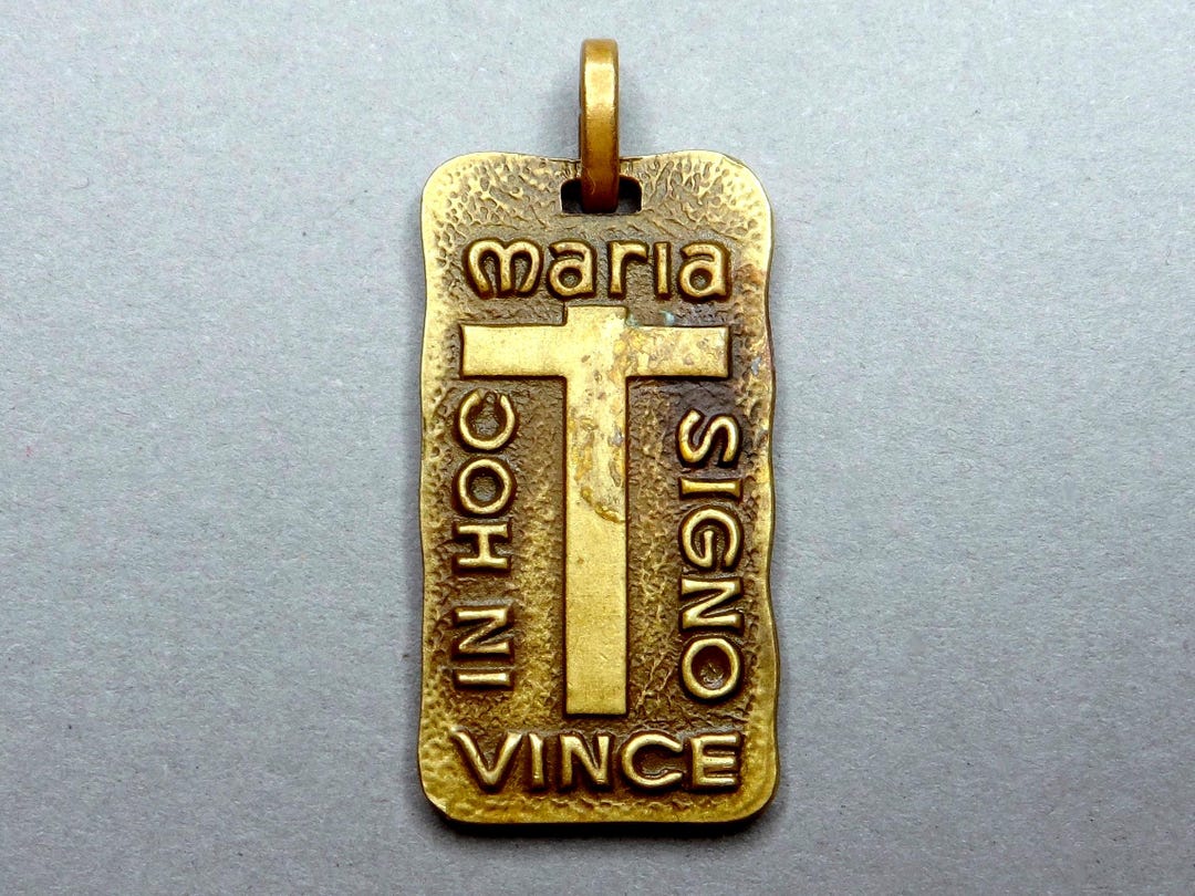 In Hoc Signo Vinces, God Bless You. Antique Religious Pendant. Large ...