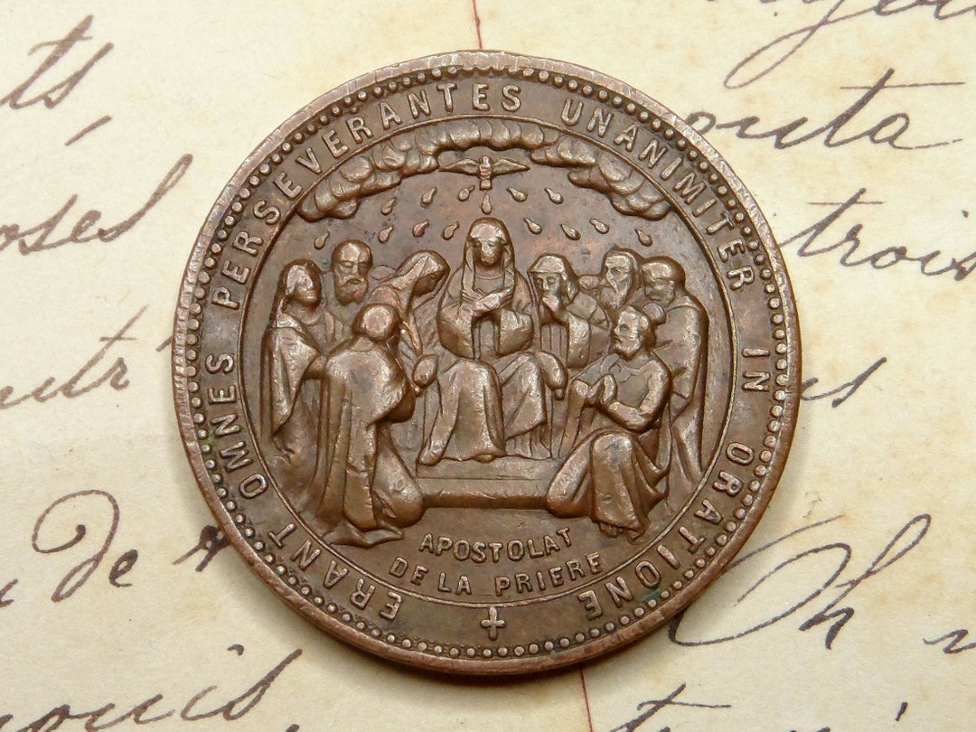 Apostle of Prayer. Holy Spirit. Antique Religious Medal. Token by Penin ...