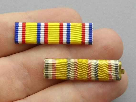 2 Ribbons Fireman, French Antique Medal Firefighters - Gem