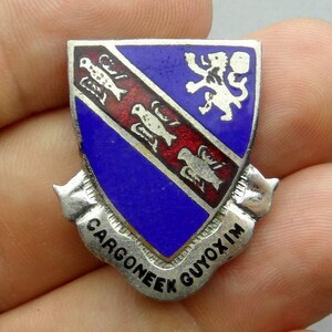 147th Regiment Crest, Cargoneek Guyoxim. US Military. Antique Enamel ...