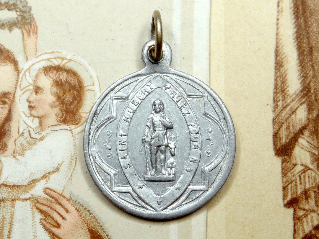 Saint Hubertus and Saint Roch. Antique Pendant. French Medal. - Etsy