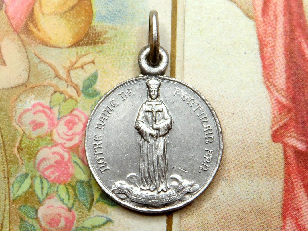 Our Lady of Pontmain. Christ Sacred Heart. Antique Religious Pendant ...