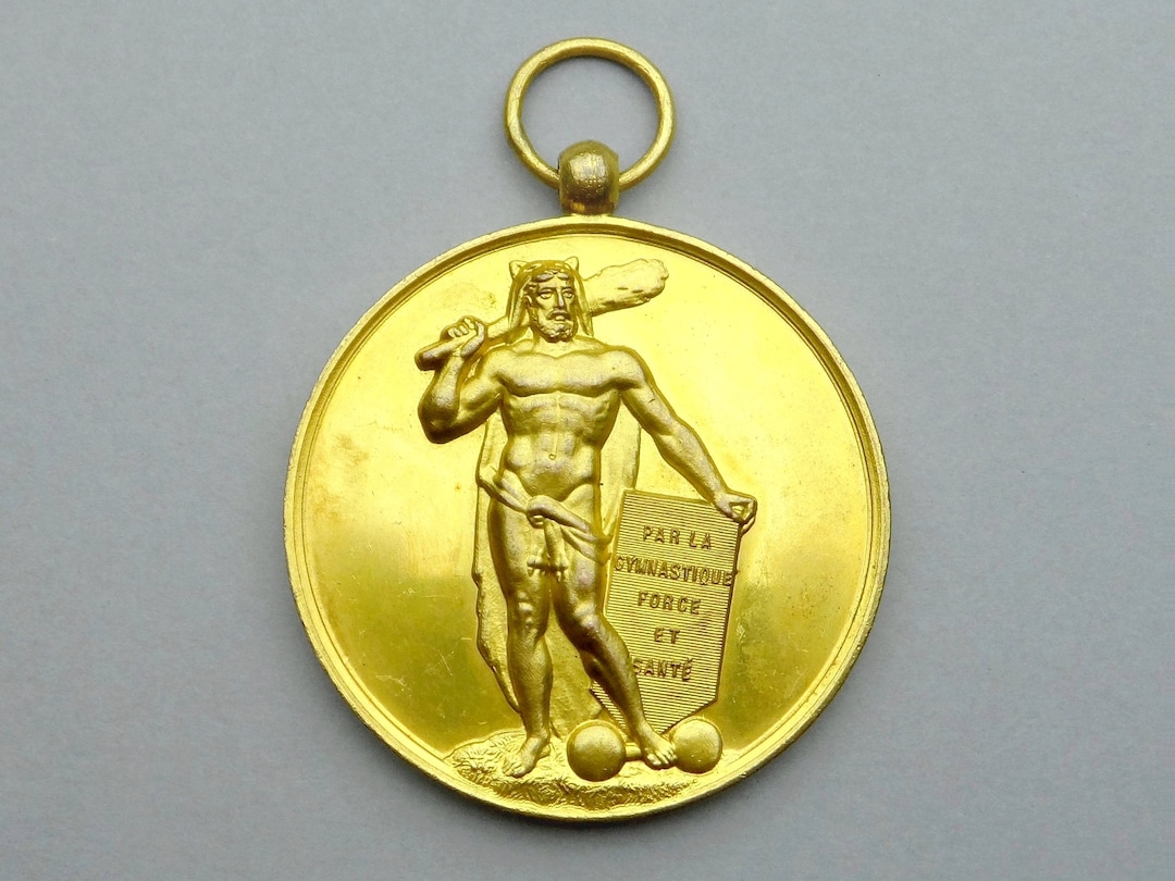 Heracles, Hercules, Club, Lion Skin. Antique Large 1884 Pendant. Gold ...