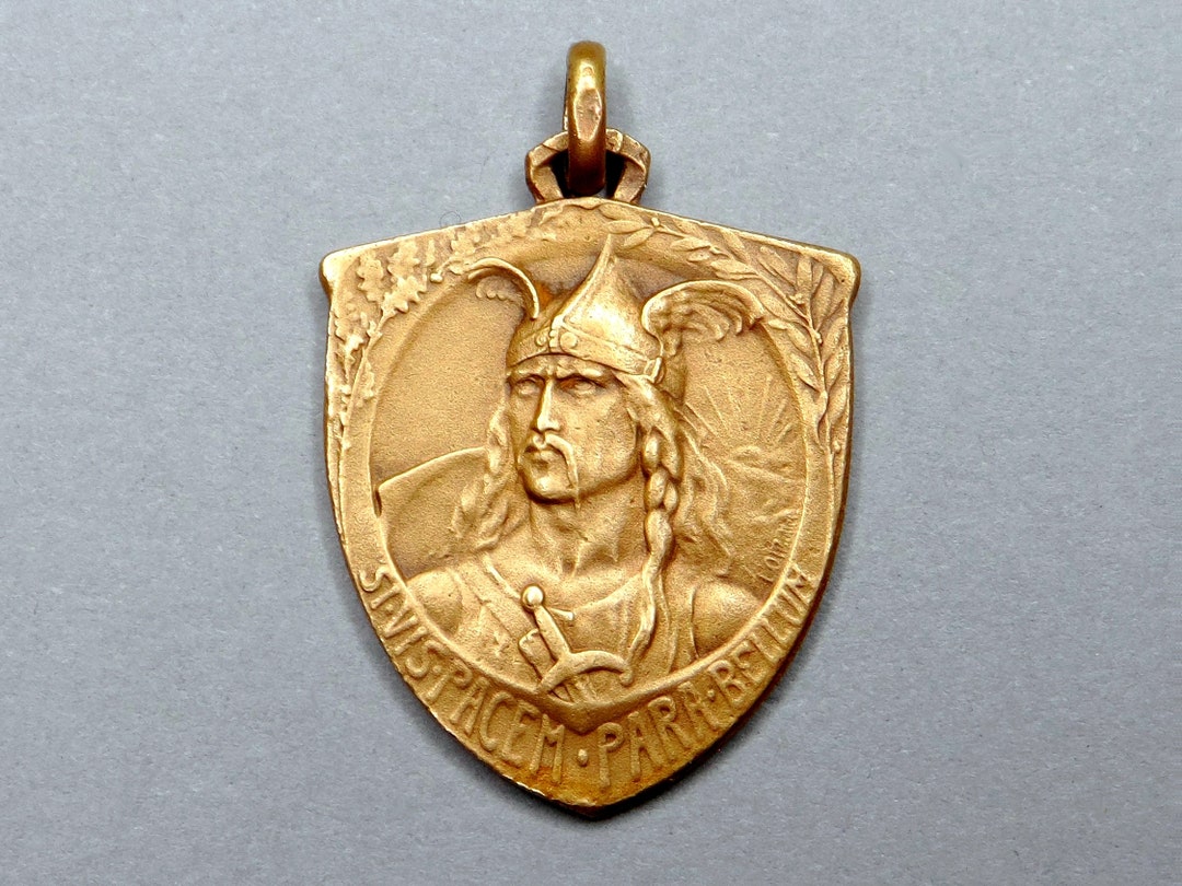 Vercingetorix, Celtic Warrior, Helmet. French Antique Brass Pendent ...