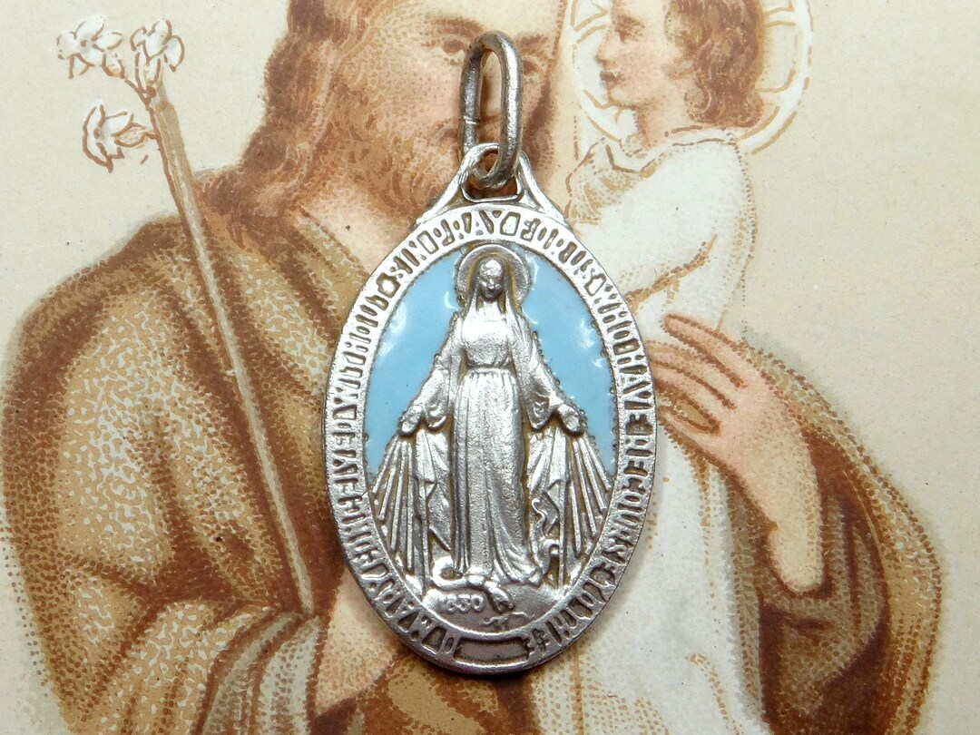 Miraculous Medal. Holy Virgin Mary. Antique Religious Enamel Pendant. - Etsy