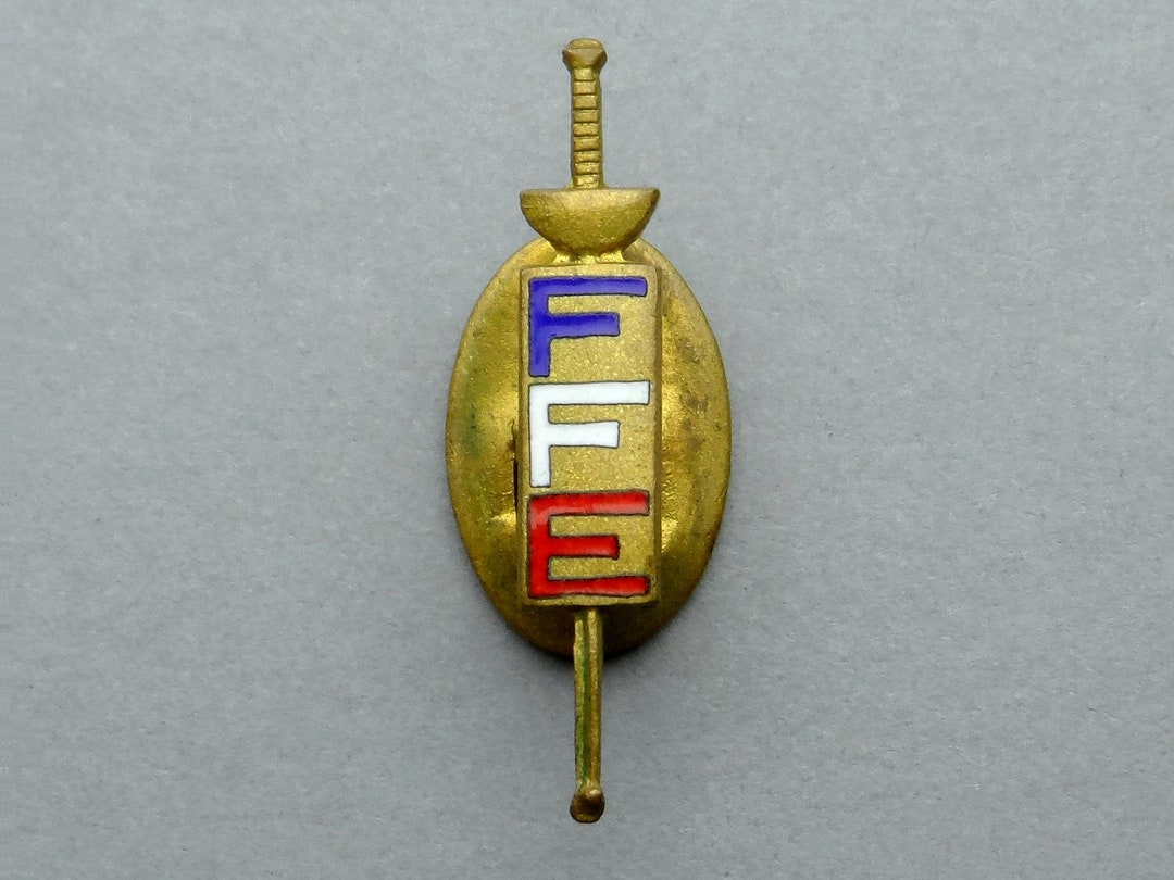 French Fencing Federation. Antique Enamel Brooch - Etsy