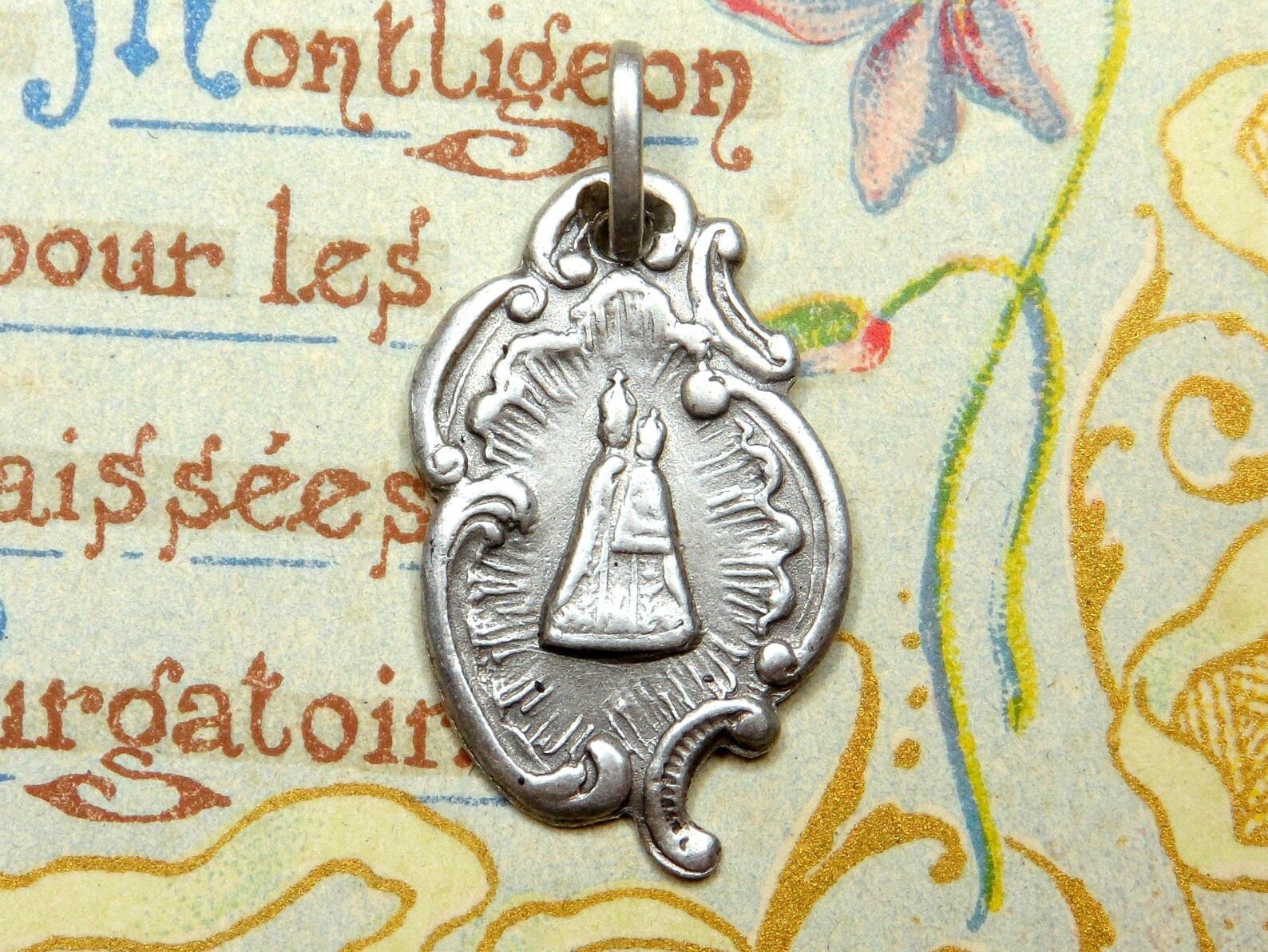 Our Lady of Vire. Holy Virgin Mary and Jesus. Antique Religious Silver ...
