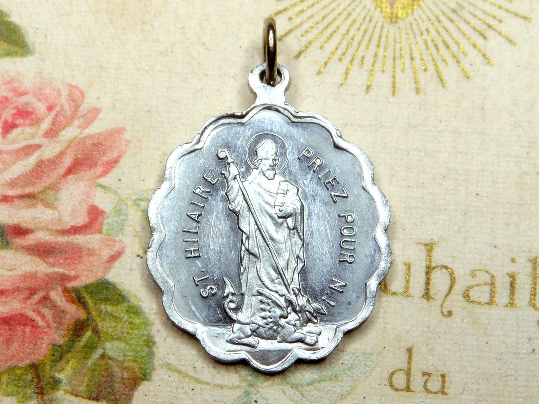 Saint Roland and Saint Hilary. Antique Religious Pendant. French Medal ...