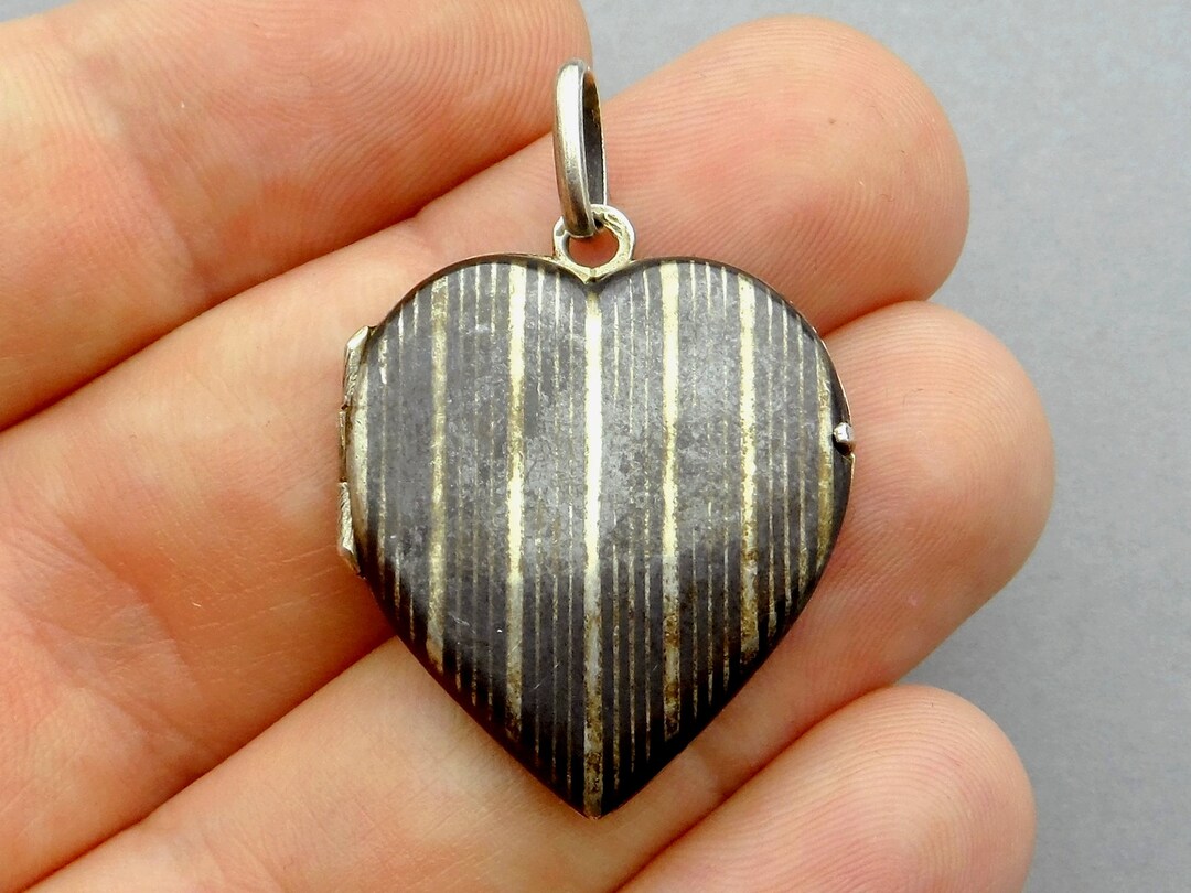 Heart, Large Reliquary for Photo, Niello. Antique Silver Pendant ...