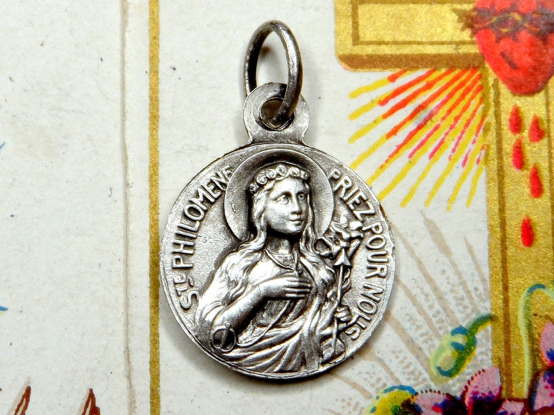 Saint Philomena. Saint John Vianney. Antique Religious Pendant. Little ...