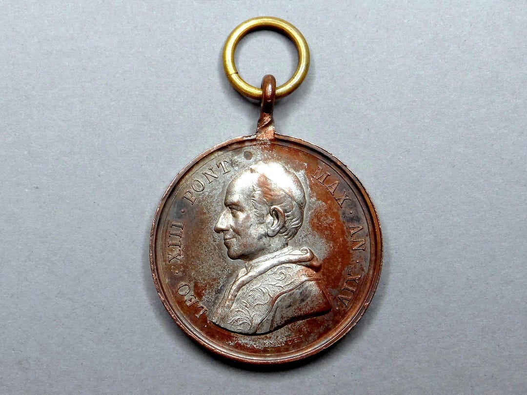 Pope Leone XIII 1892, Antique Religious Pendant. Large Copper Medal. - Etsy