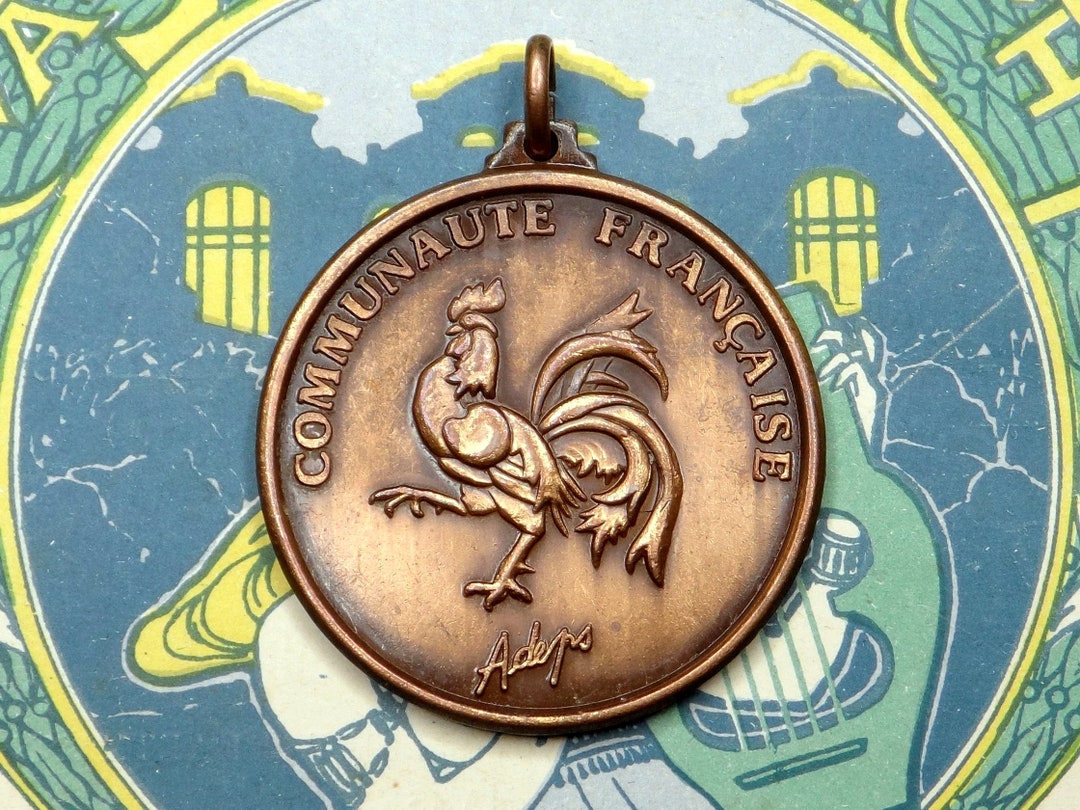 Rooster, French Antique Medal. Large Patriotic Pendant. - Etsy