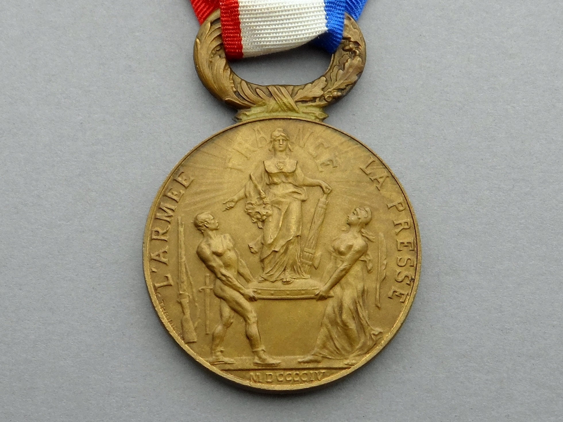 Army, Armor, Rifle, Cannon, Bayonet. French Antique Medal 1904. Pendant ...