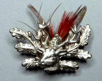Rare 1950s German Stag Hunting Pin – Vintage Metal Deer Brooch With ...