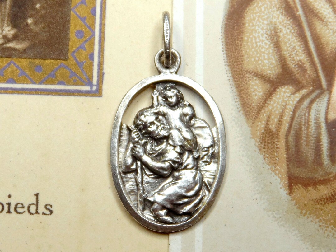 Saint Christopher and Jesus. Protect Me. Travel. Antique Religious ...