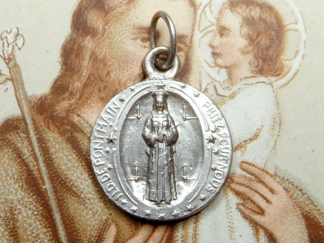 Our Lady of Pontmain. Jesus Christ. Antique Religious Pendant. French ...