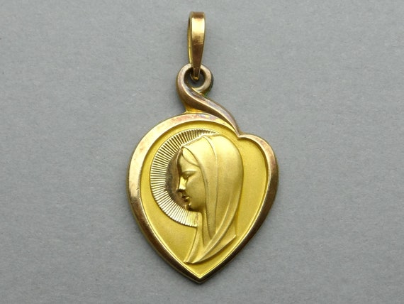 Saint Virgin Mary. Heart. Antique Religious Gold Fill… - Gem