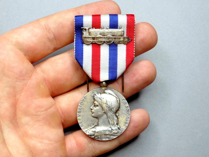 Woman, Female. Antique Steam Locomotive Medal, by Roty. Large Ribbon ...
