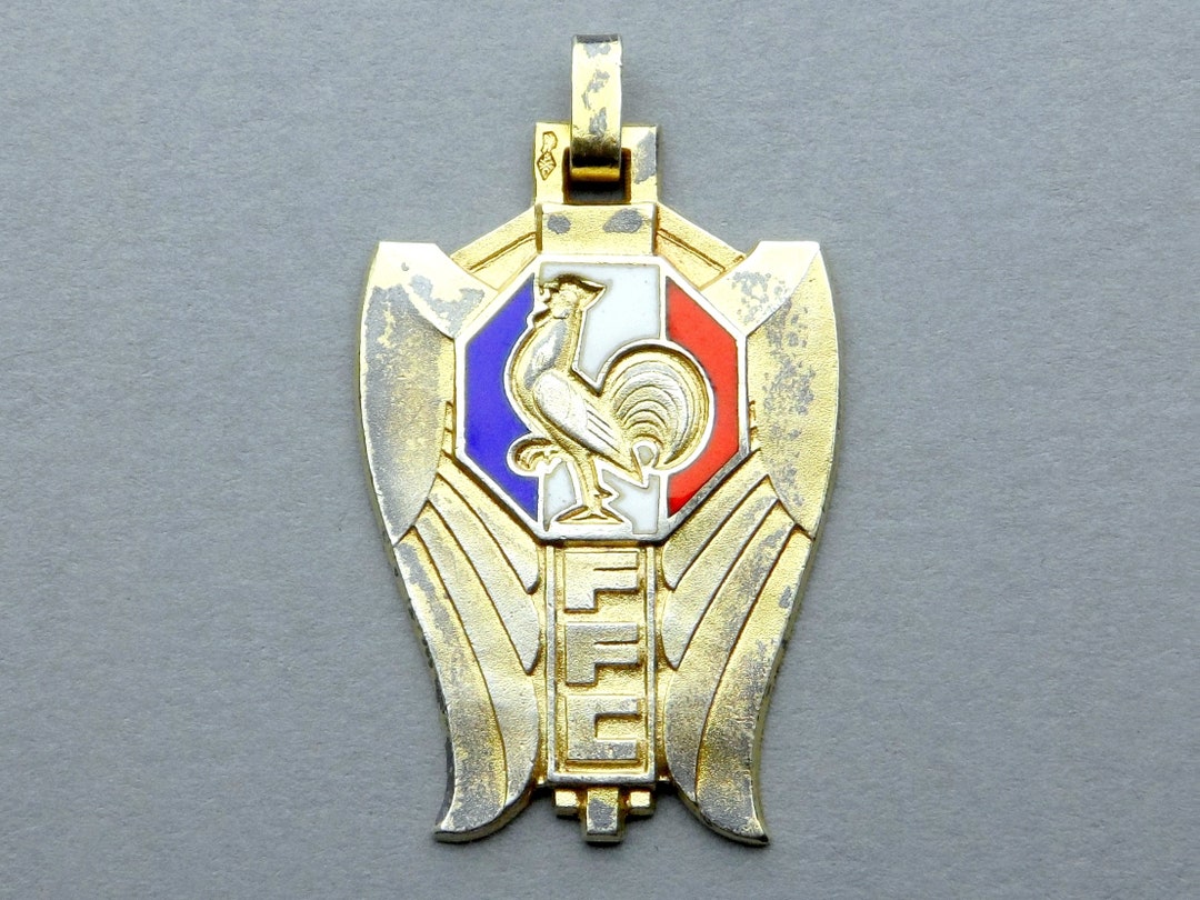 Rooster, Wings, Victory. French Antique Enamel Medal. Large Silver ...