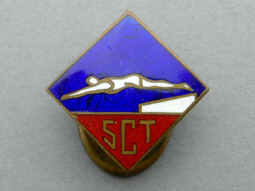 Swimming. Antique Enamel Insignia. - Etsy