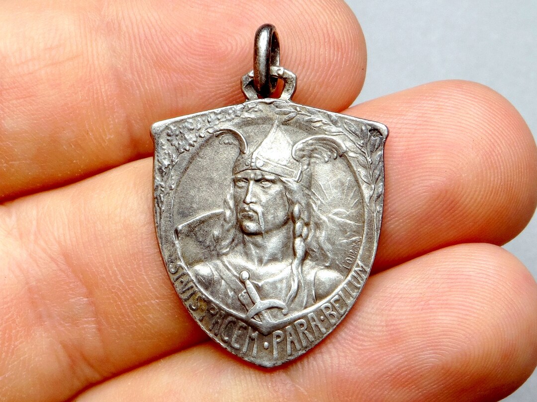 Vercingetorix, Celtic Warrior, Helmet. French Antique Silver Pendent ...