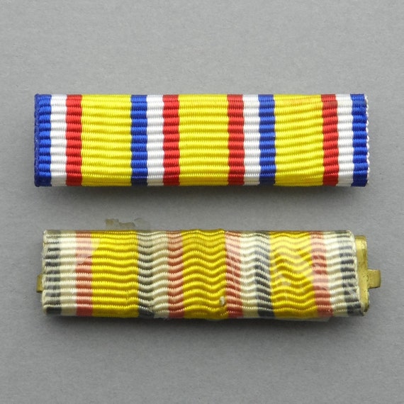 2 Ribbons Fireman, French Antique Medal Firefighters - Gem