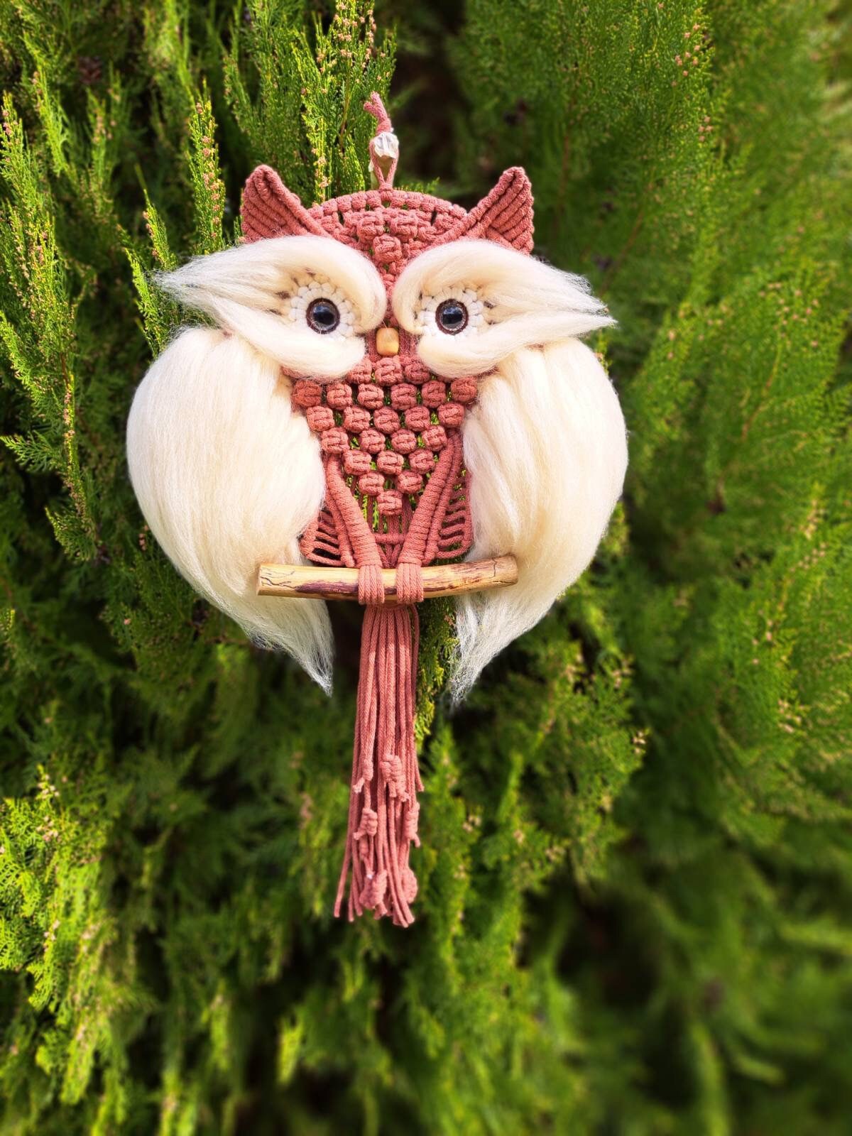White Macramé Owl Macrame Owl Kit Housewarming Gift Wall Hanging Owl ...