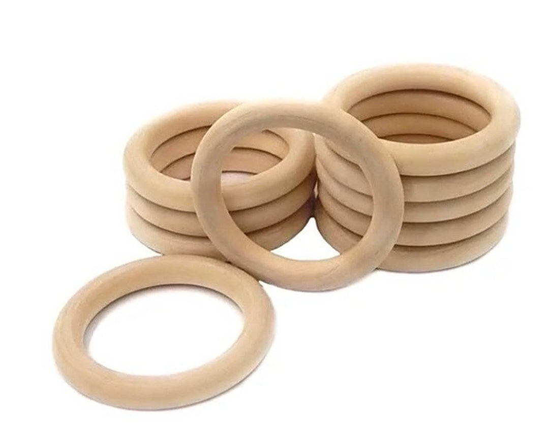Wooden Macrame Rings, Round Unfinished Wooden Rings, Wooden Rings(5 Cm ...