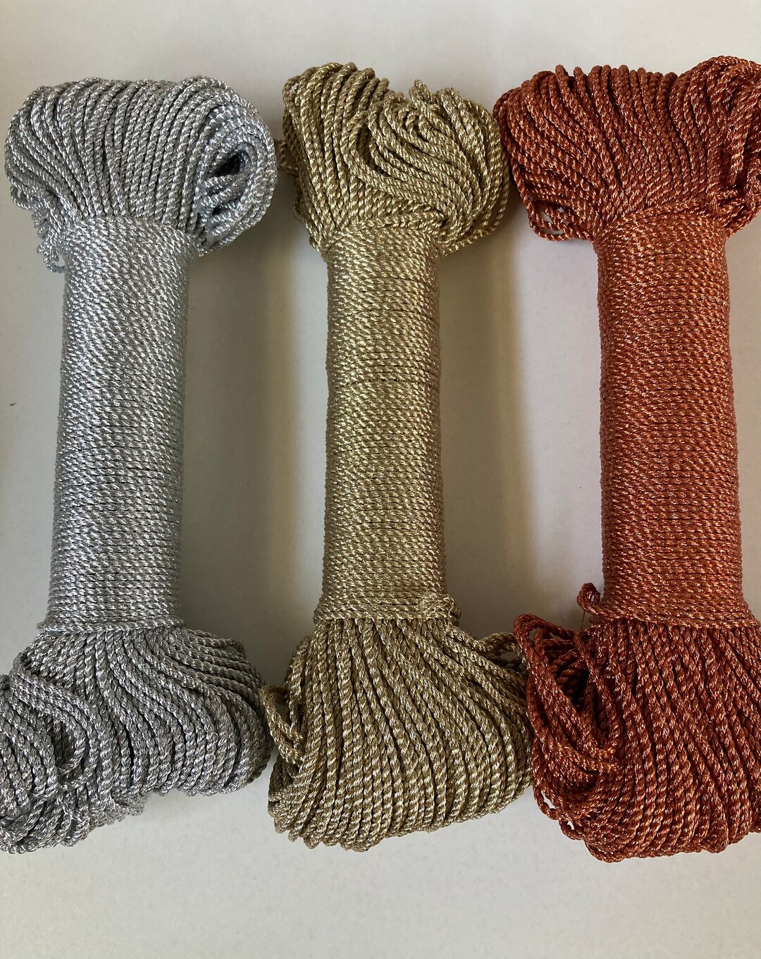 Metallic Macrame Rope 3 Ply 89 M (291.99), Metallic Rope, Cotton Cord ...
