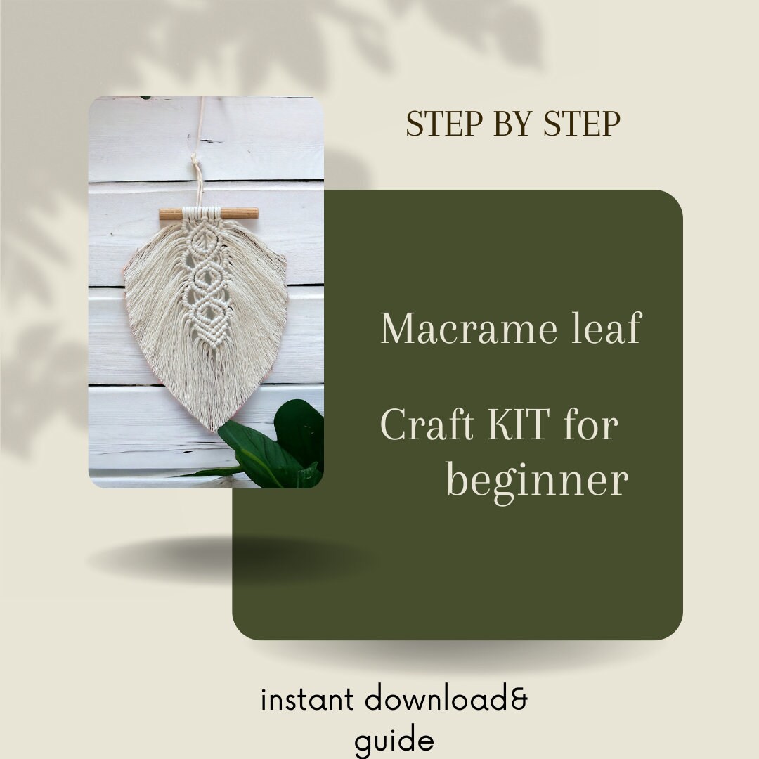 DYI Macrame Leaf, Macrame Feather Pattern, Macrame Kit, KIT for Macrame ...