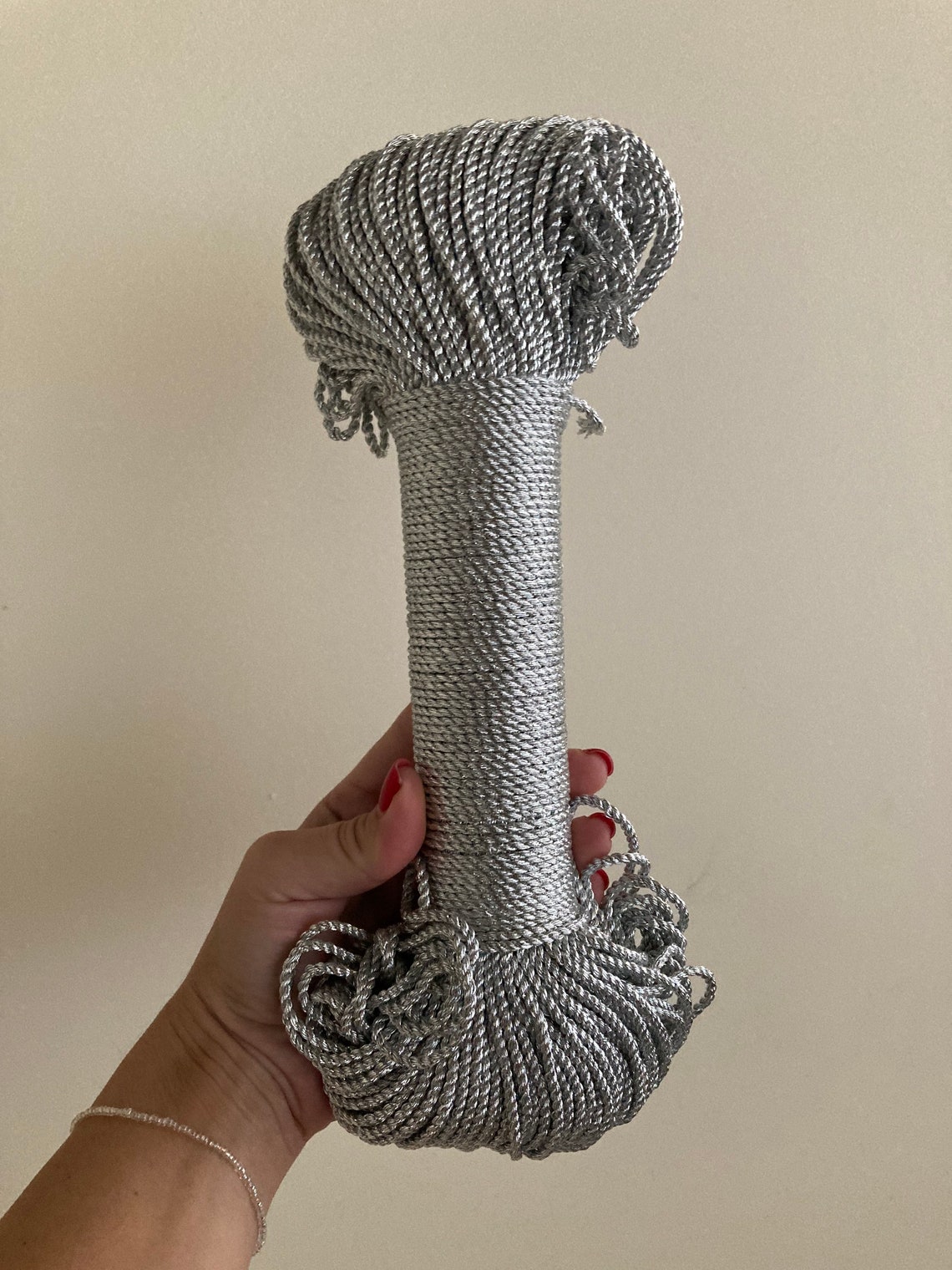 Metallic Macrame Rope 3 Ply 89 M (291.99), Metallic Rope, Cotton Cord ...