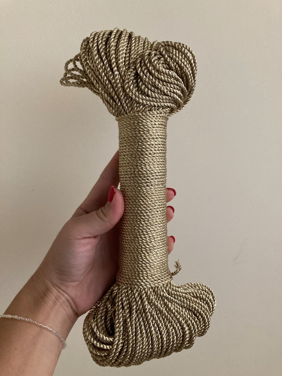 Metallic Macrame Rope 3 Ply 89 M (291.99), Metallic Rope, Cotton Cord ...