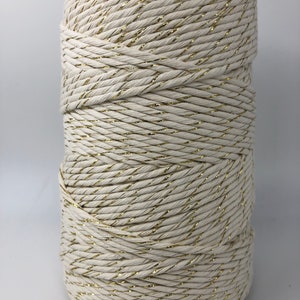 Macrame Cotton Cord With Golden Wire 3mm 200m (656.17 Ft)| Metallic ...