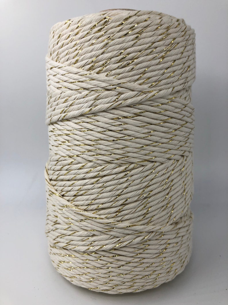Macrame Cotton Cord With Golden Wire 3mm 200m (656.17 Ft)| Metallic ...