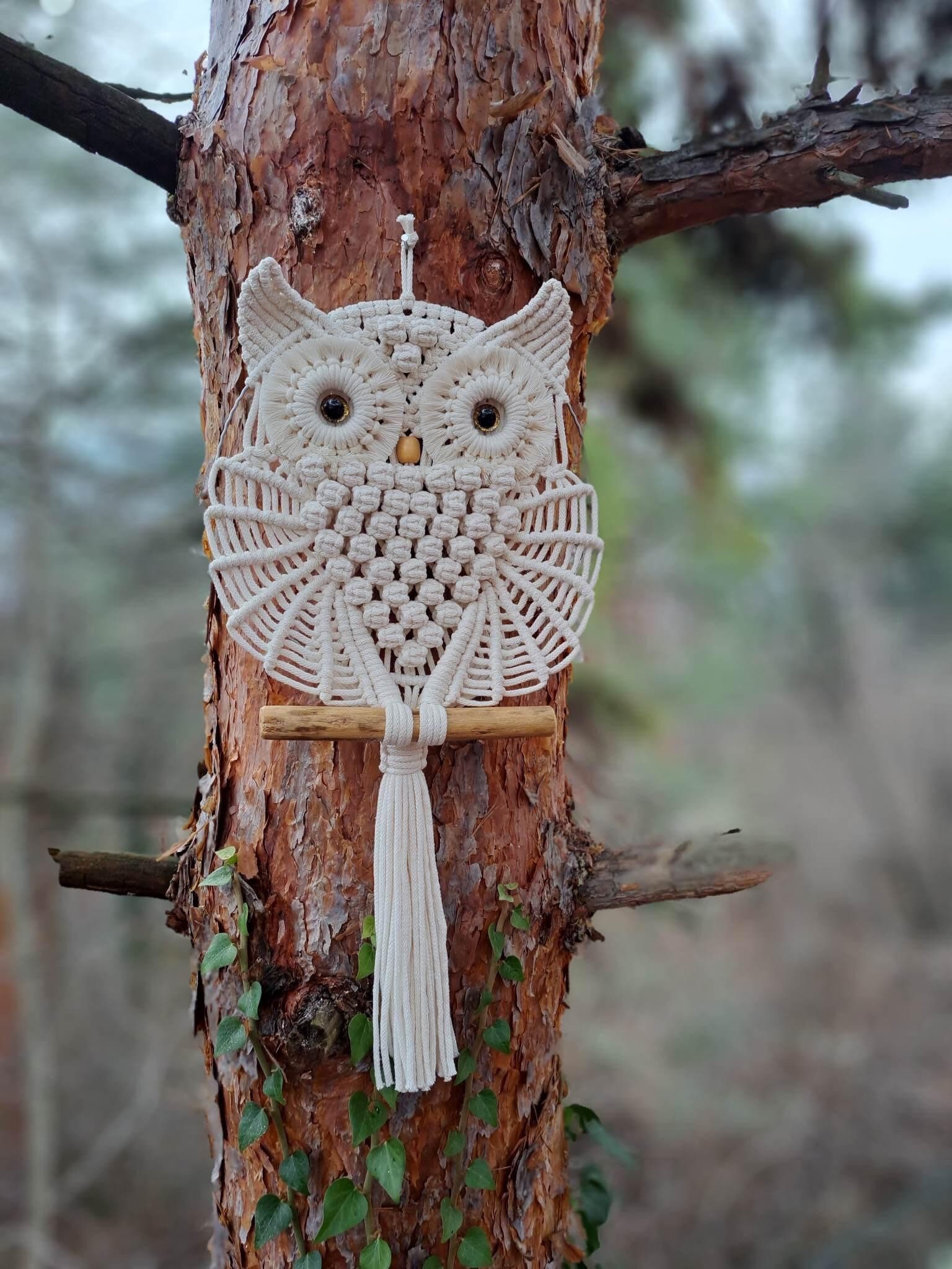 White Macramé Owl Macrame Owl Kit Housewarming Gift Wall Hanging Owl ...