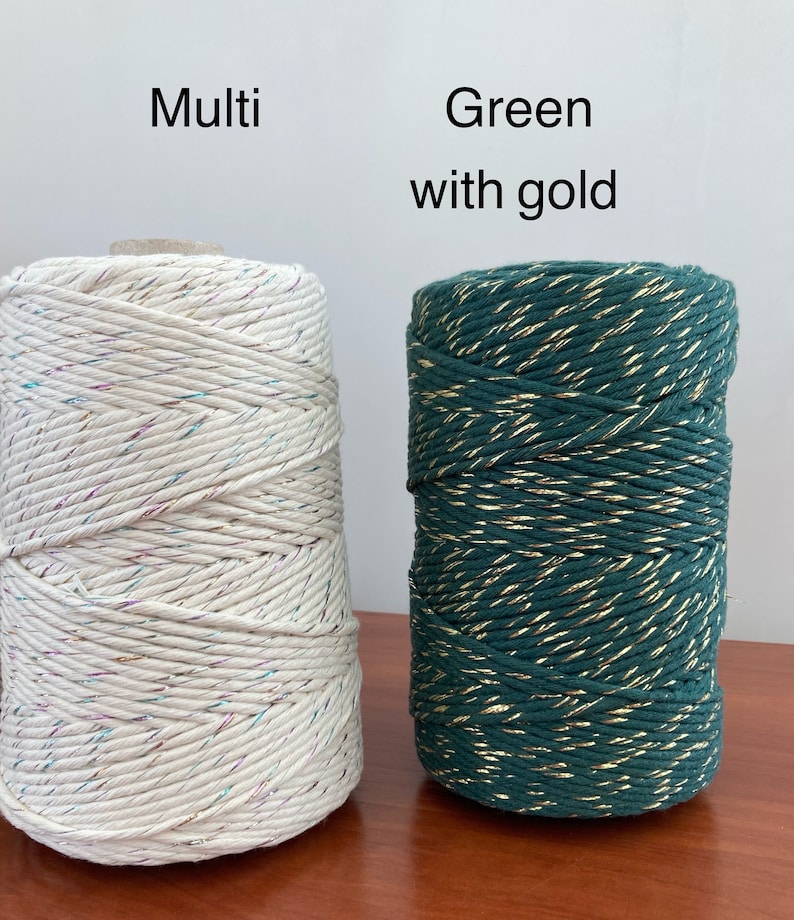 Macrame Cotton Cord With Golden Wire 3mm 200m (656.17 Ft)| Metallic ...