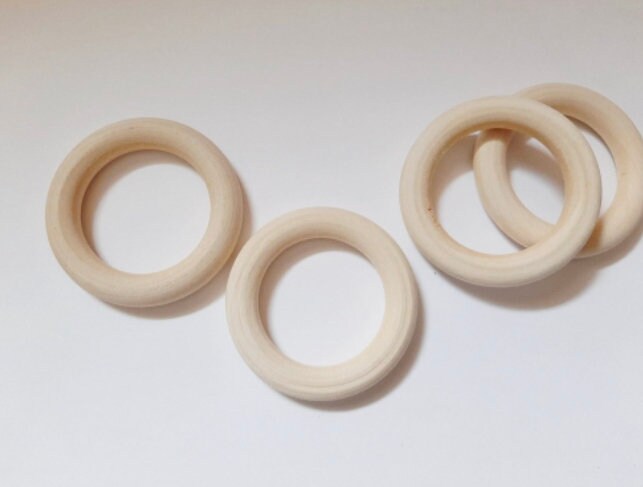 Wooden Macrame Rings, Round Unfinished Wooden Rings, Wooden Rings(5 Cm ...