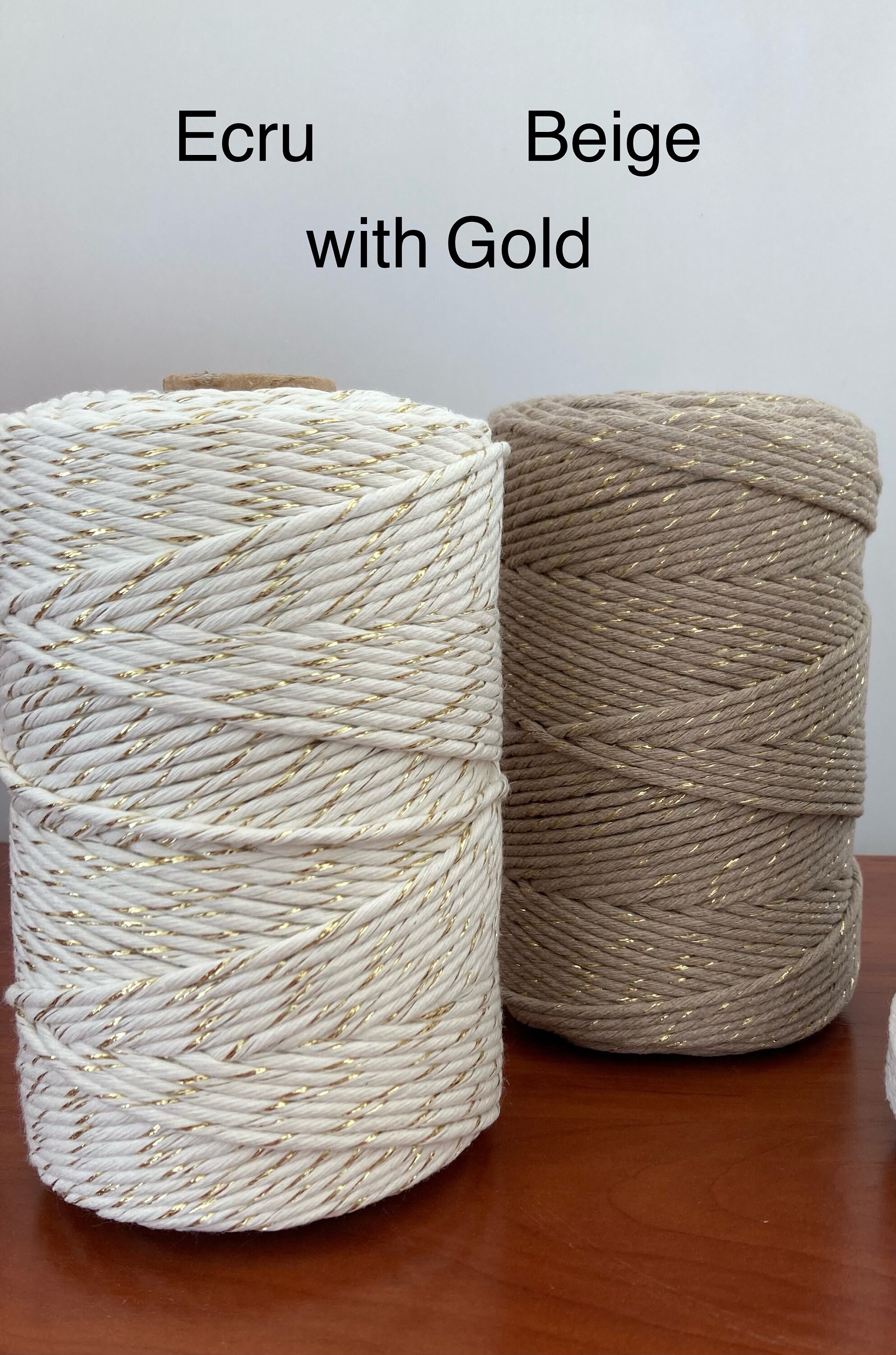Macrame Cotton Cord With Golden Wire 3mm 200m 656.17 Ft Metallic ...
