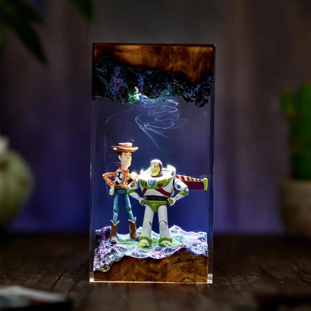 Toy Story Buzz Lightyear Woody Resin Lamp LED Night Light Handmade ...