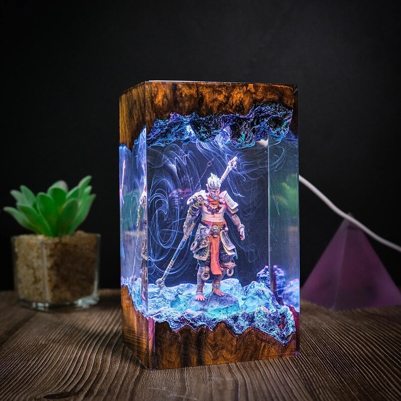 Black Myth Wukong Resin LED Lamp | Monkey King Figure Night Light ...