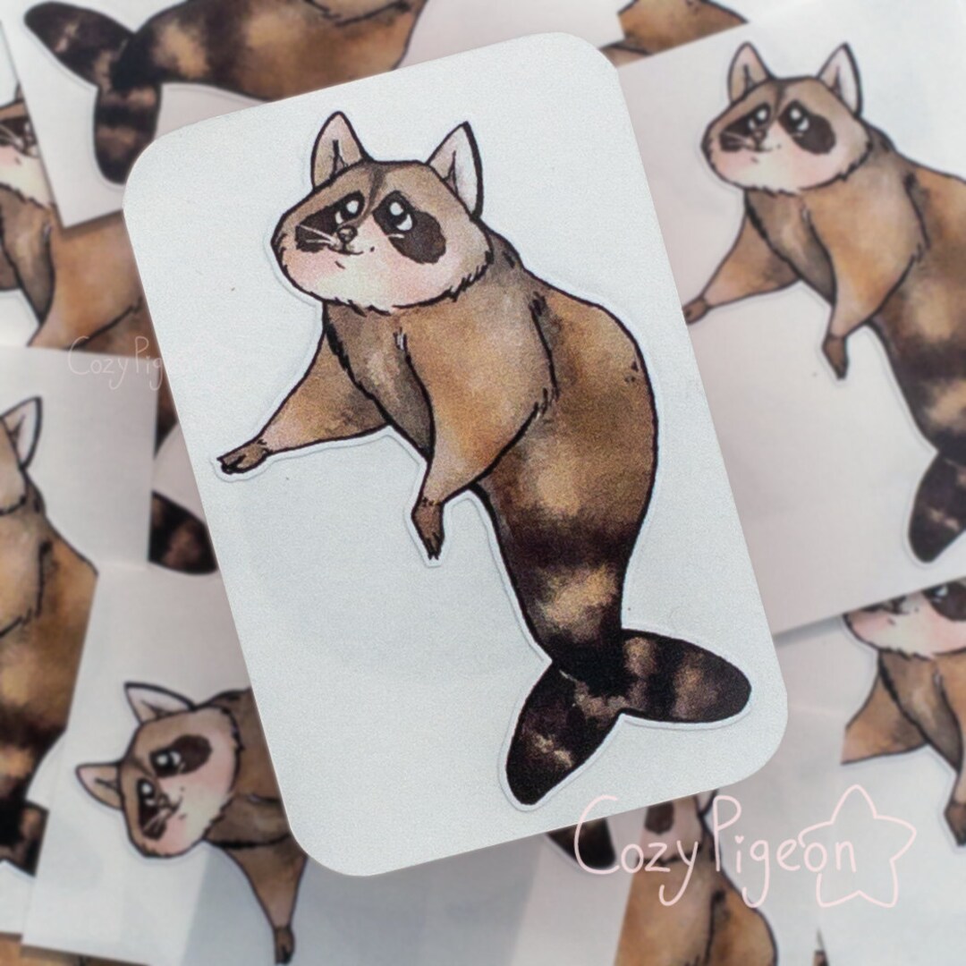Mermaid Raccoon Sticker Cute and Weird Mermay - Etsy