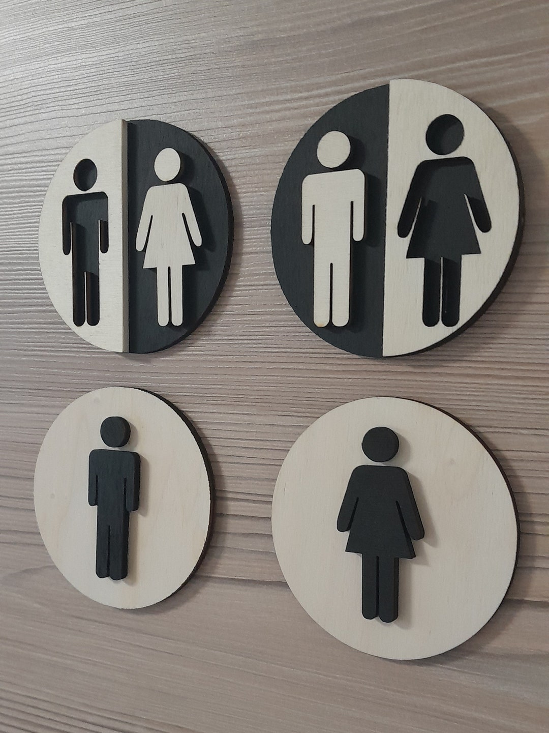 Toilet Sign WC Unisex Wooden Sign Lettering Decorative Signs Wooden ...