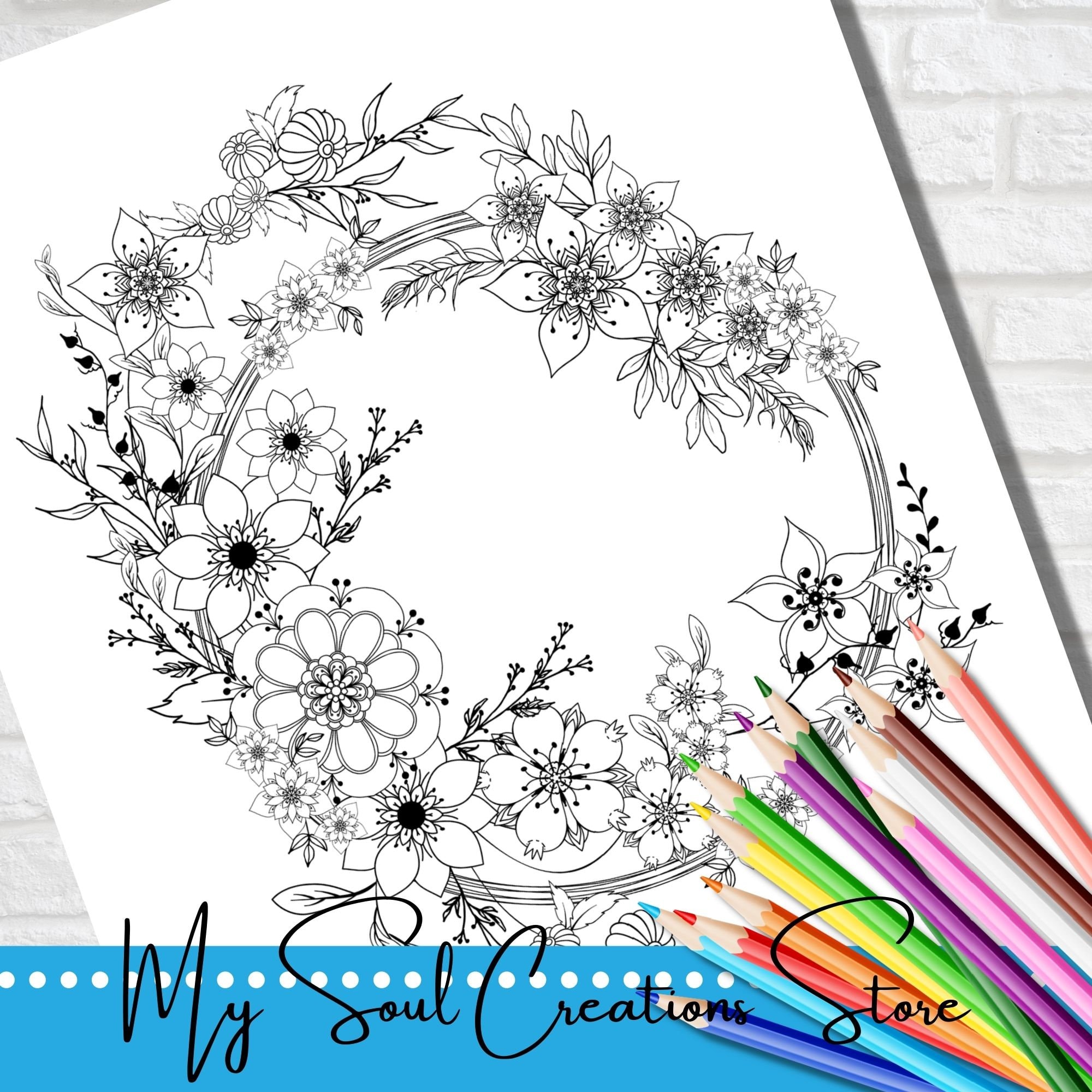 Adult Coloring Pages | Floral Wreath Coloring Pages | Printable Mandala ...