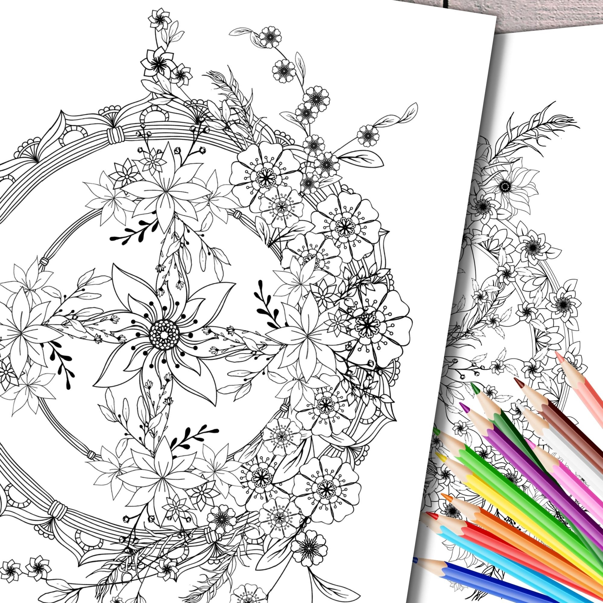 Coloring Pages Mandalas With Bouquet of Flowers | Coloring Pages for ...