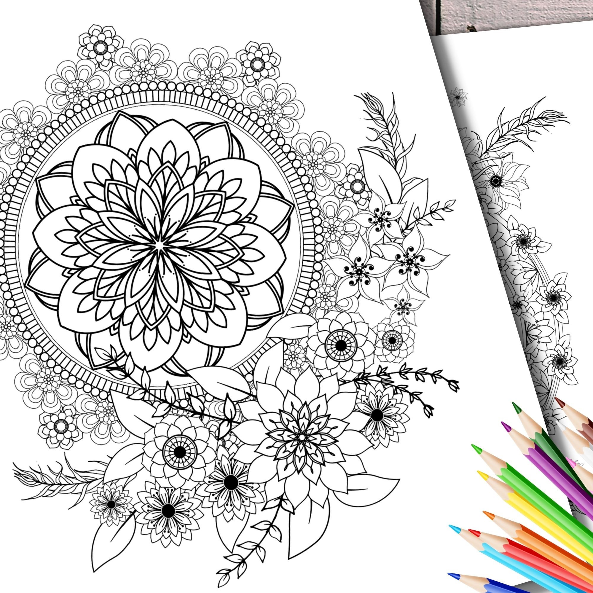 Coloring Pages Mandalas With Bouquet of Flowers | Coloring Pages for ...