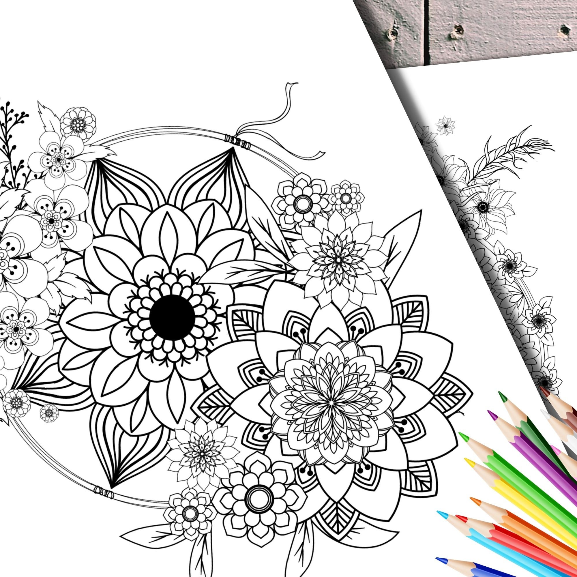 Coloring Pages Mandalas With Bouquet of Flowers | Coloring Pages for ...