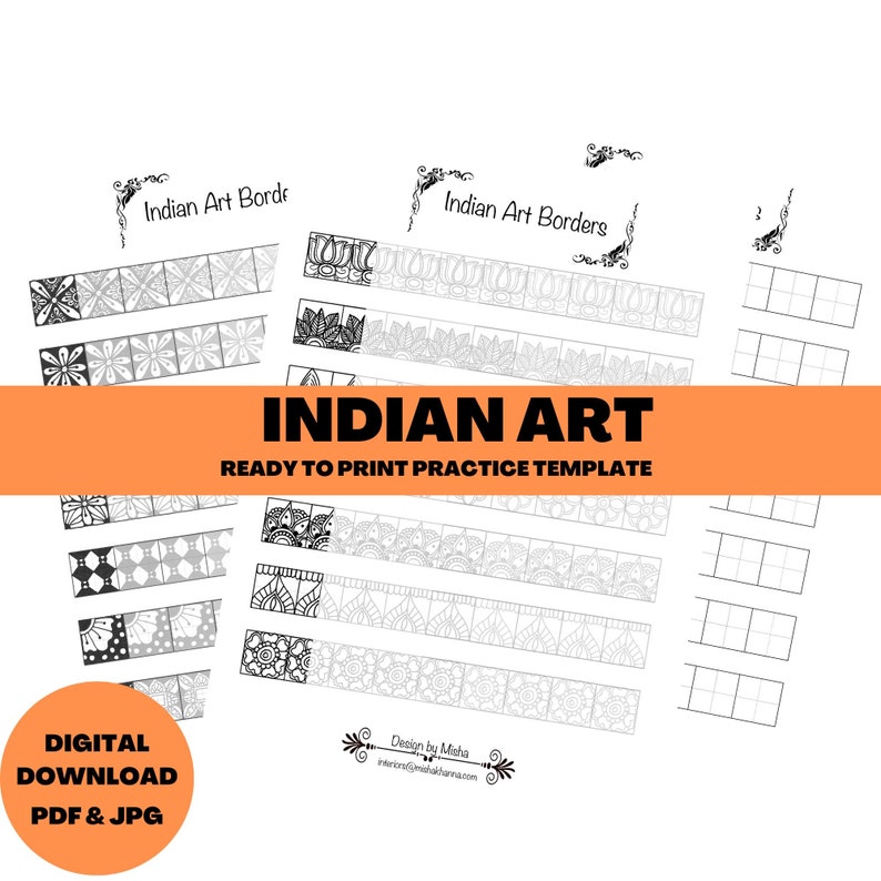 INDIAN ART Practice Templates,patterns Training Sheets Paper, Instant ...