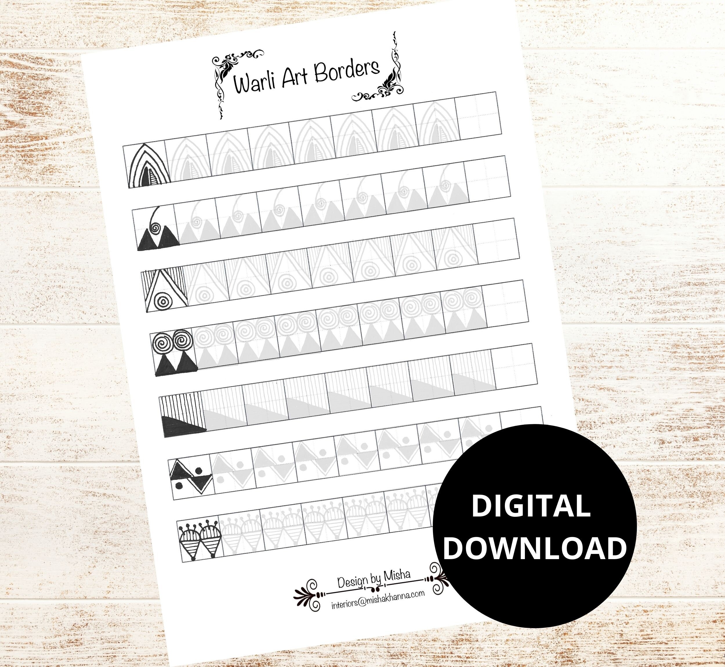 WARLI ART Practice Templates,patterns Training Sheets Paper, Instant ...